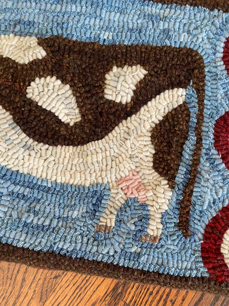 Handmade Primitive Style Hooked Rug Nice Cow - Etsy