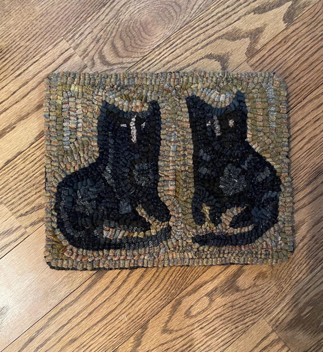 Cats Primitive Style Hooked Rug Mat - Etsy