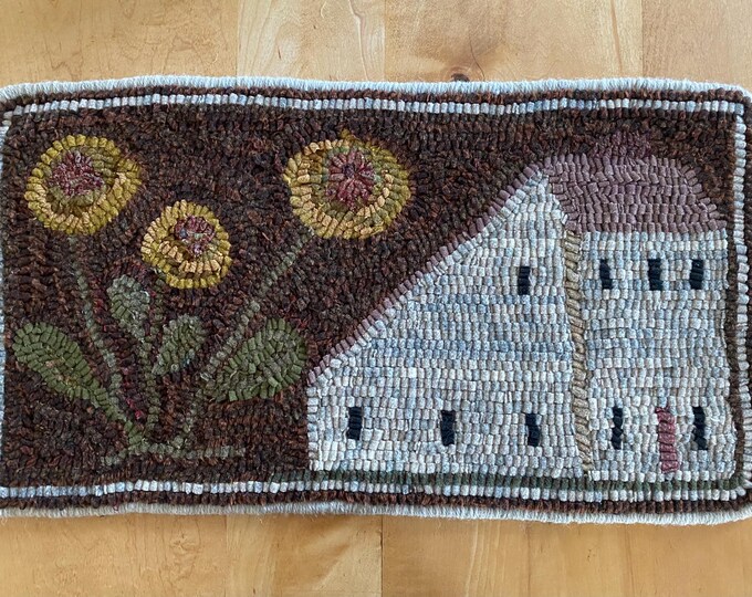Handmade Primitive Style Hooked Rug Salt Box and Sunflowers. - Etsy