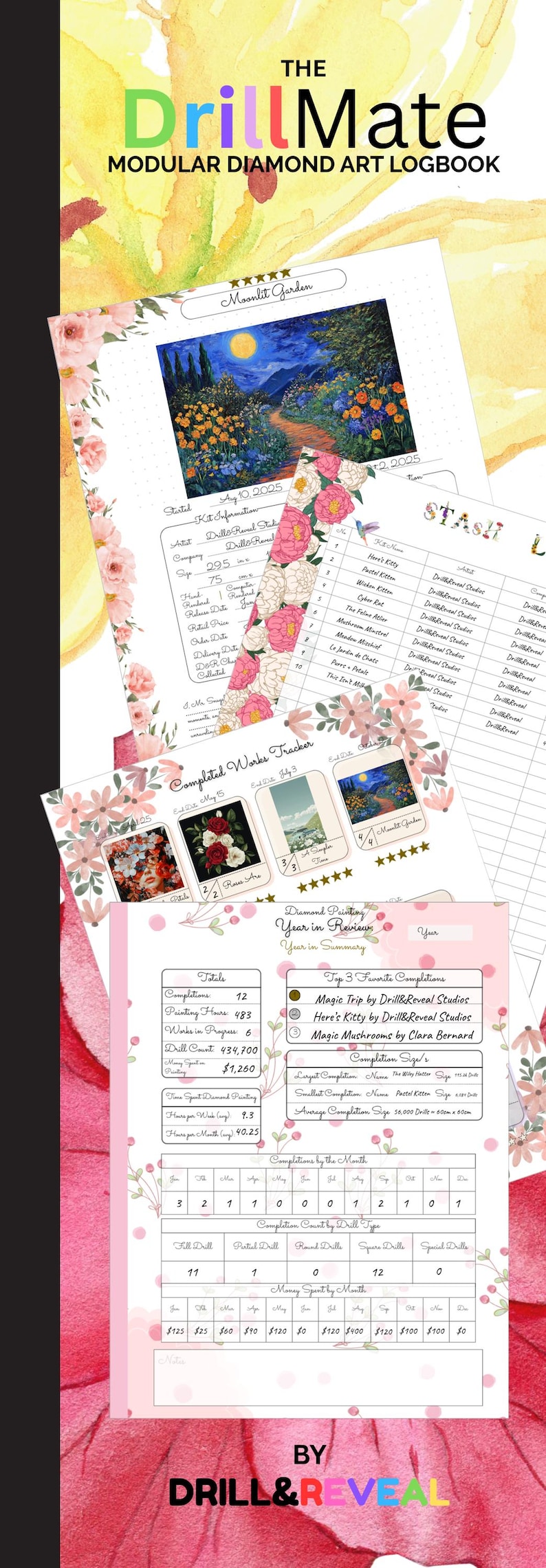 Floral Style Modular Disc-bound Diamond Art Logbook - the Okay, Bloomer ...