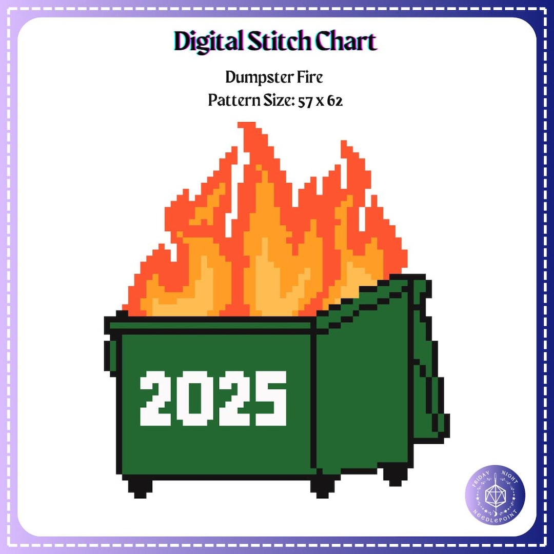 Dumpster Fire Needlepoint Cross Stitch Digital Chart - Etsy