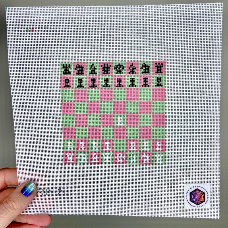 Chess Board Mini 18 Mesh Needlepoint Canvas Hand Painted Stitch Painted ...