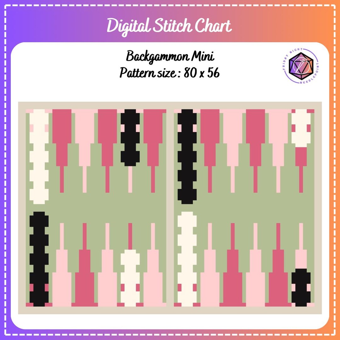 Backgammon Board Mini Needlepoint Cross Stitch Digital Chart - Etsy