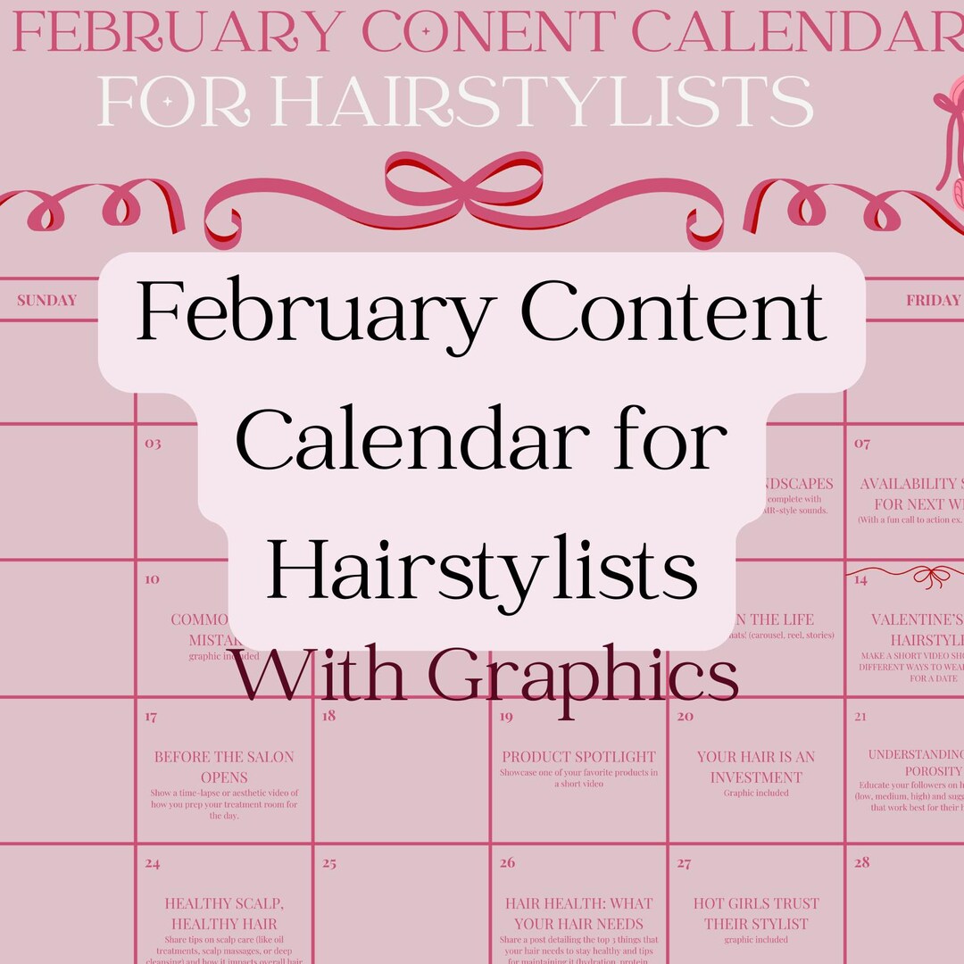 February Content Calendar for Hairstylists | Social Media Planner for ...