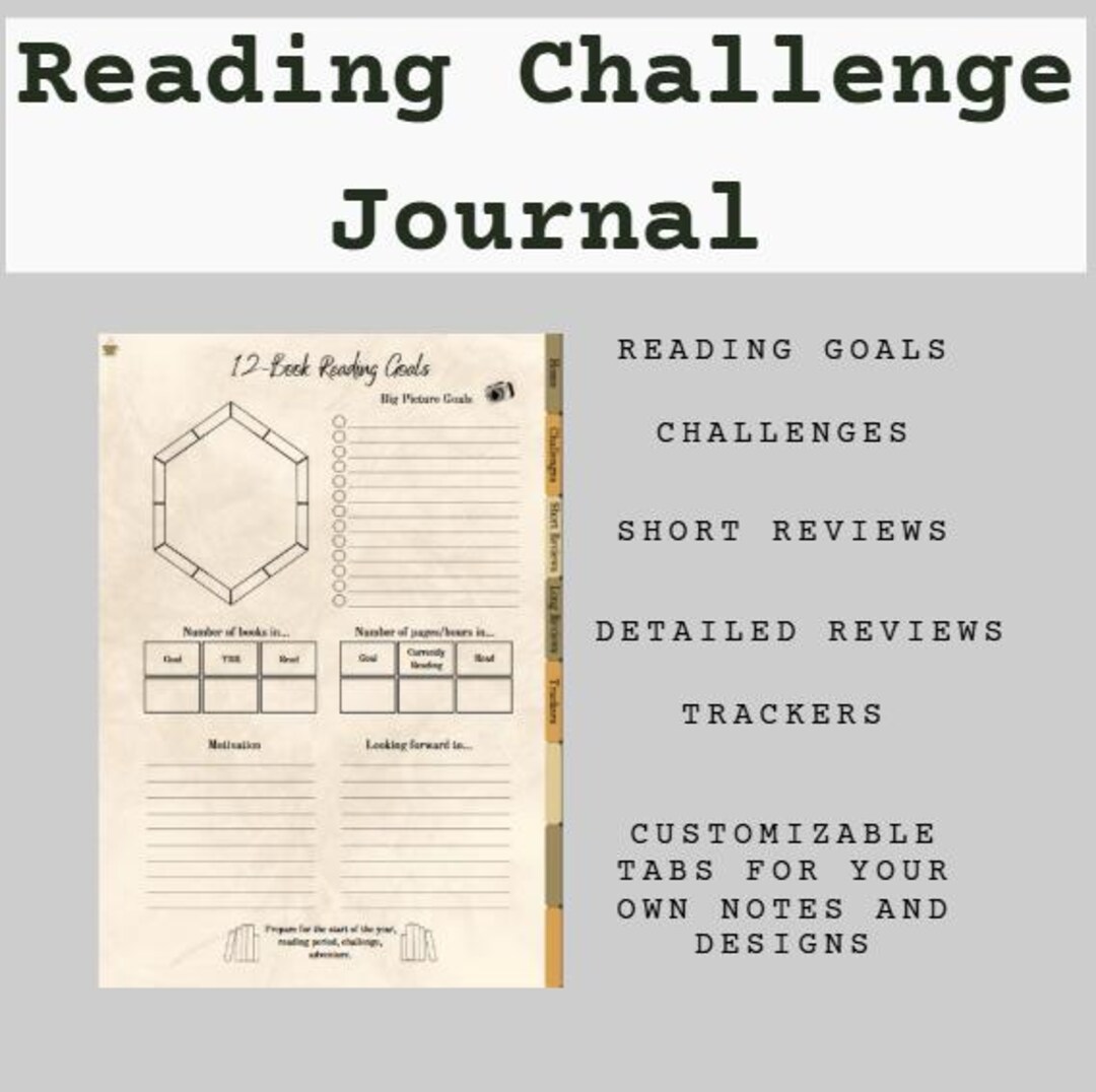 Reading Challenges - Antique-style Reading Log - Digital Journal: Book ...