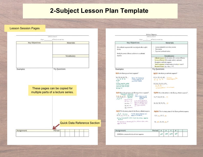 2-subject Lesson Plan Template, Ideal for Chunking, Hyperlinked, Year ...