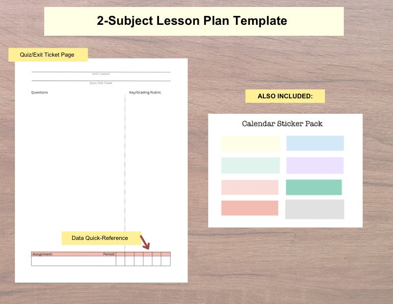 2-subject Lesson Plan Template, Ideal for Chunking, Hyperlinked, Year ...