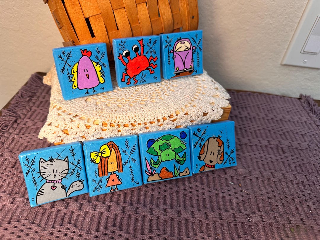 Mini 2x2 Canvas Acrylic Doodles! Bright and Colorful Tiny Art Doodles ...