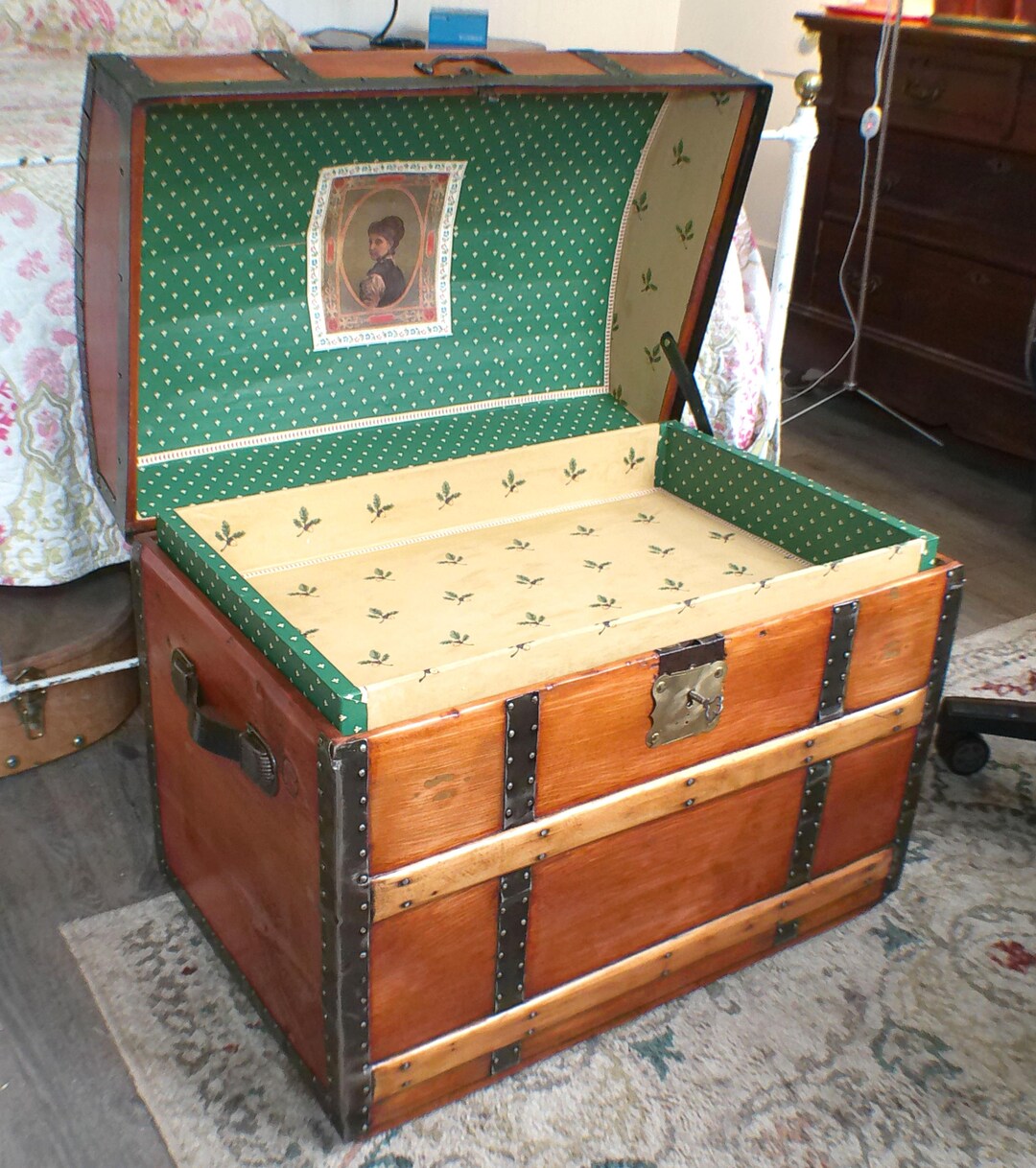 Antique Trunk, Civil War Era Vintage Dome Top Wedding or Brides Style ...