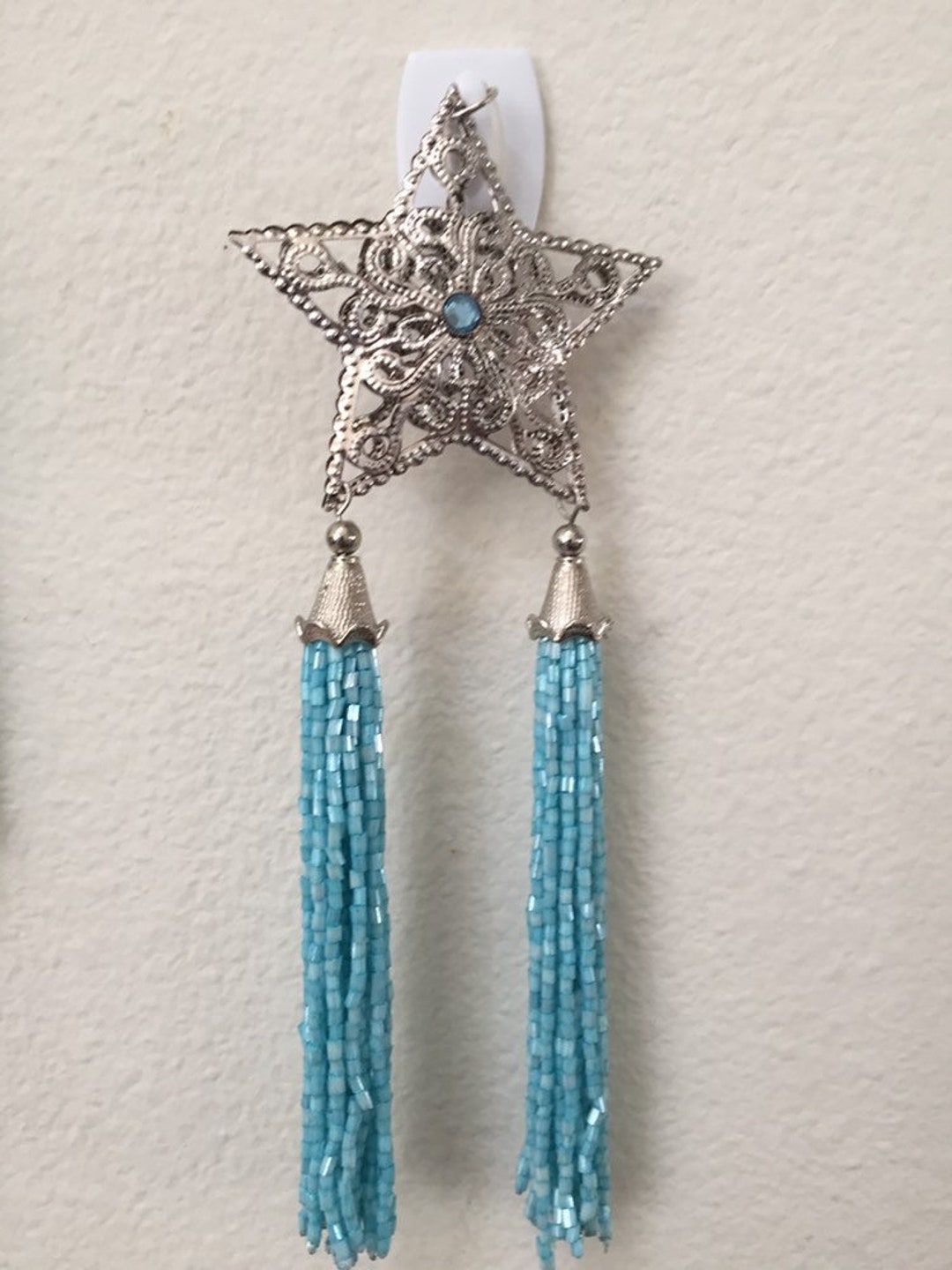 Filipino Parol Ornament: Silver Filigree Star With Blue Tassels - Etsy