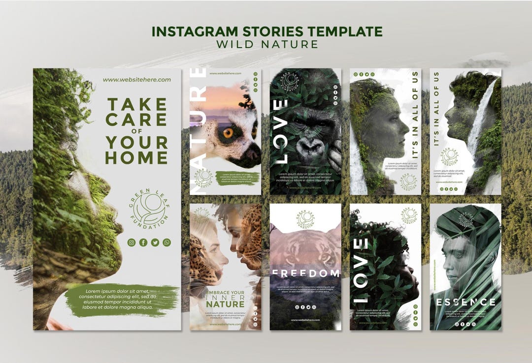 Wild Nature Photoshop Templates, Forest PSD Instagram Posts, Adventure ...