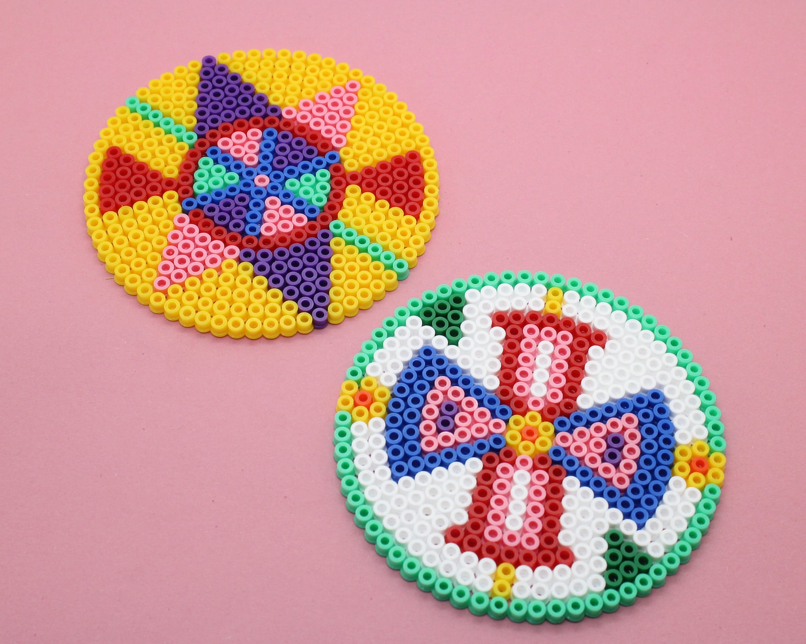 2 Round Perler Bead Coasters Abstract Patterns Etsy 2-round-perler-bead-coasters-abstract-patterns-etsy
