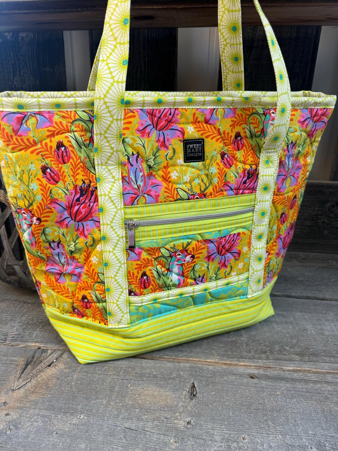 Tula Pink Zippered Tote Bag Tote Bag Zippered Tote Bag Quilted Bag - Etsy