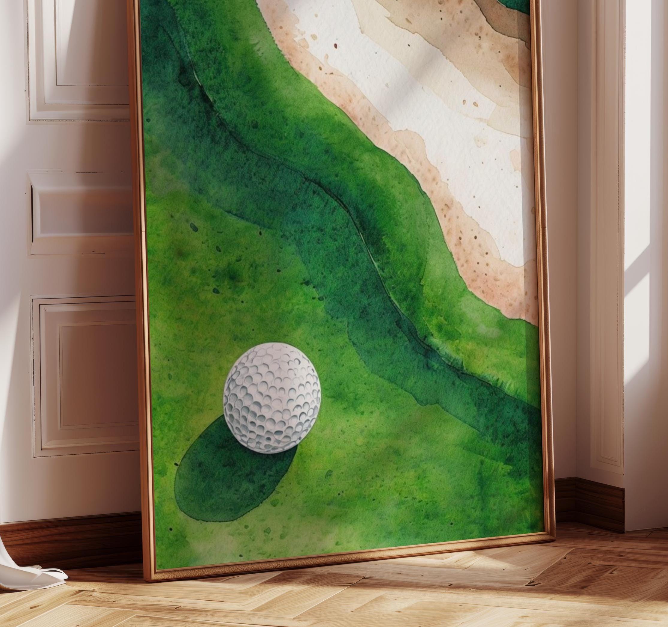 Golf Course Watercolor Art - Aerial Golf Print - Golfer Gift - Sports ...