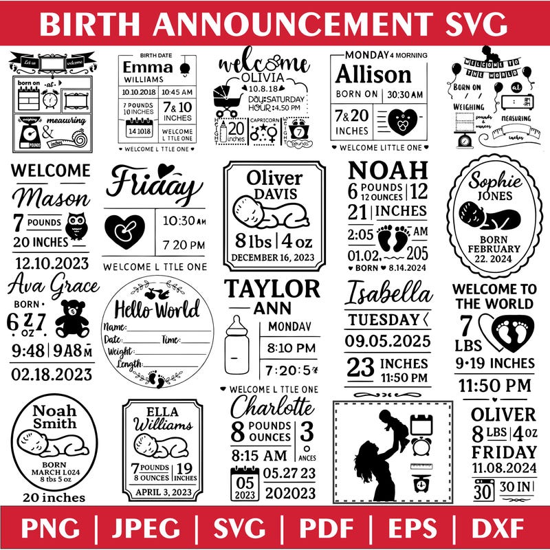 Birth Stats Svg - Etsy
