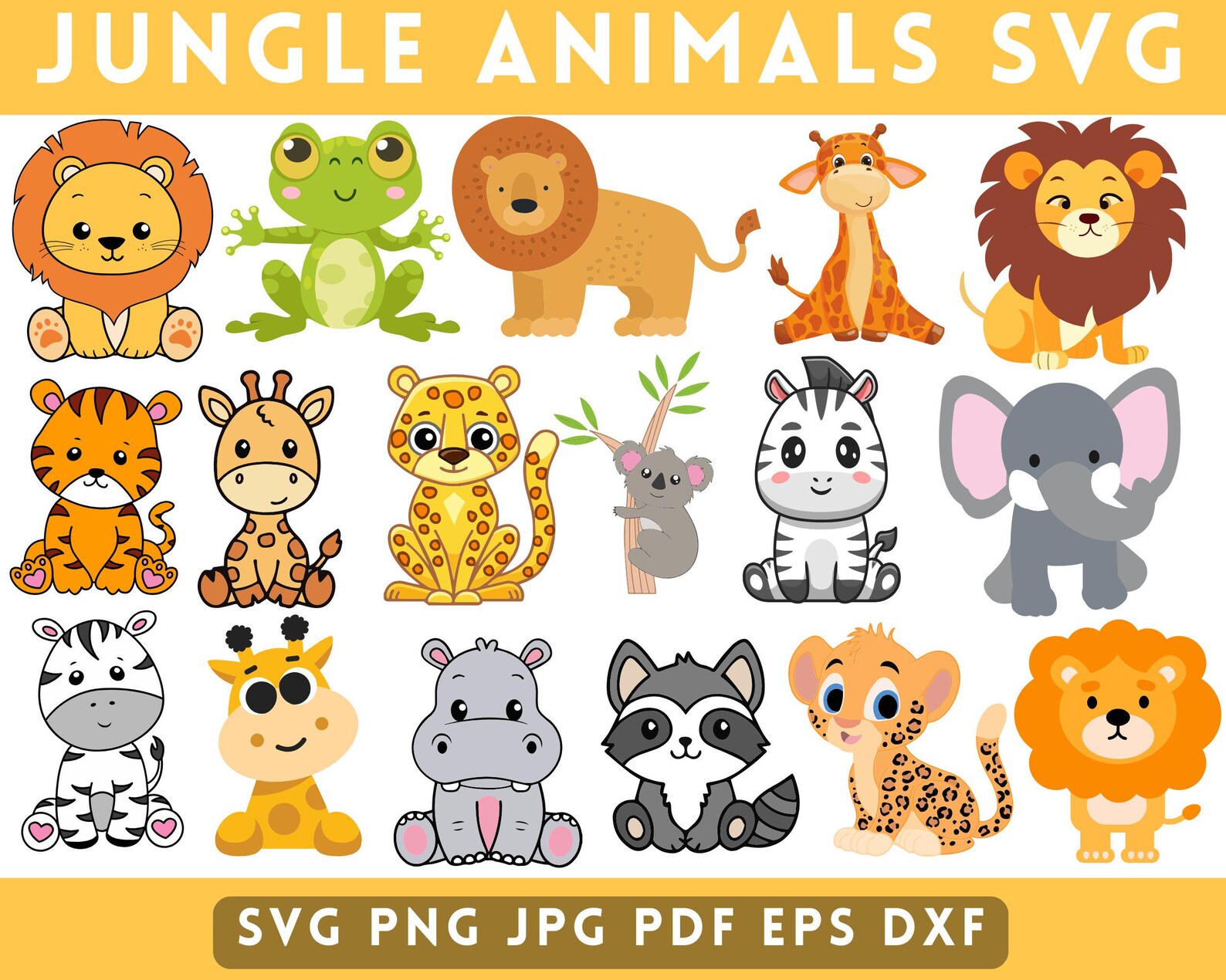 Safari Animals Outline Svg,safari Animals Png,cute African Jungle ...