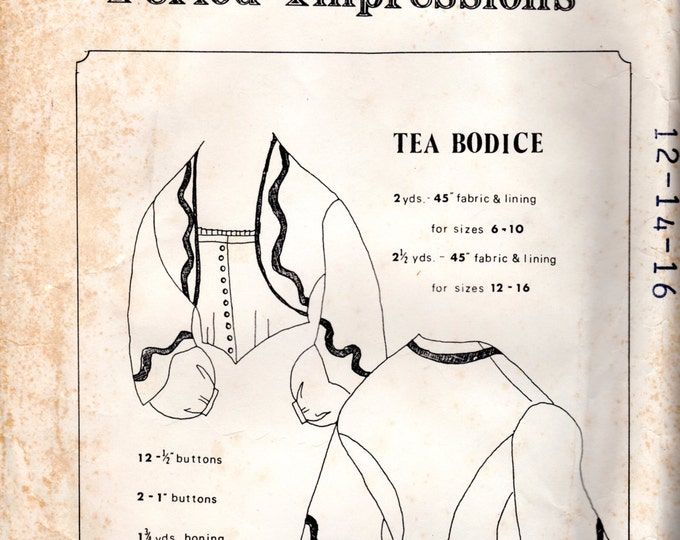 1860s Civil War Tea Bodice Pattern Period Impressions 403 Size 12 14 16 ...