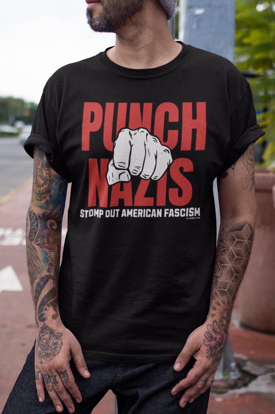 Punch Nazis T-shirt – Unisex Anti-fascist Hardcore Punk Stand Against ...