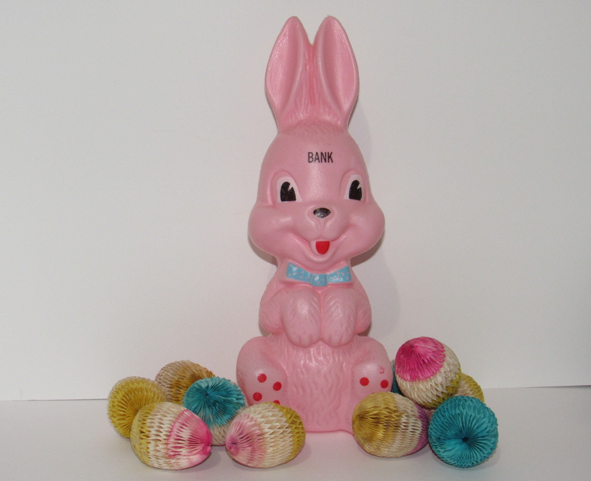 Vintage Pink Easter Bunny Blow Mold Bank - Etsy