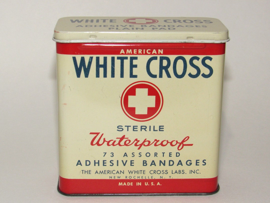Vintage American White Cross Bandage Tin With Bandages - Etsy
