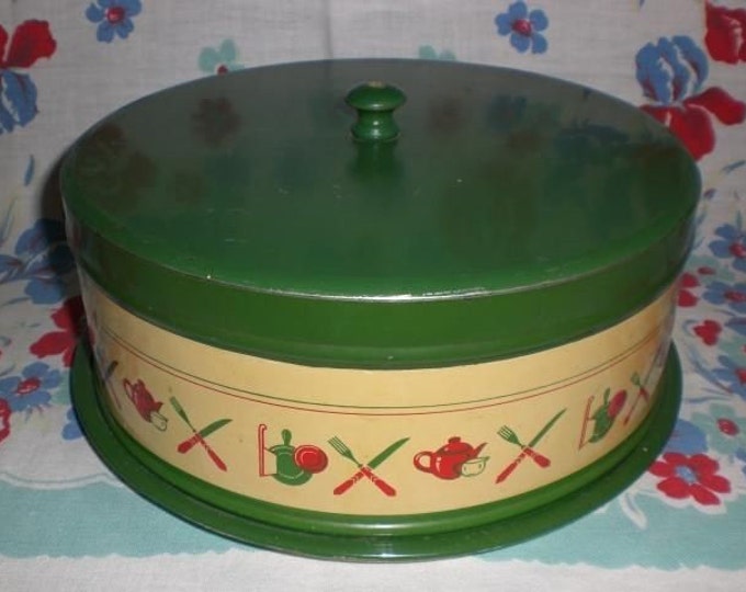 Vintage Green Metal Cake Saver Forks Spoons Teapots - Etsy