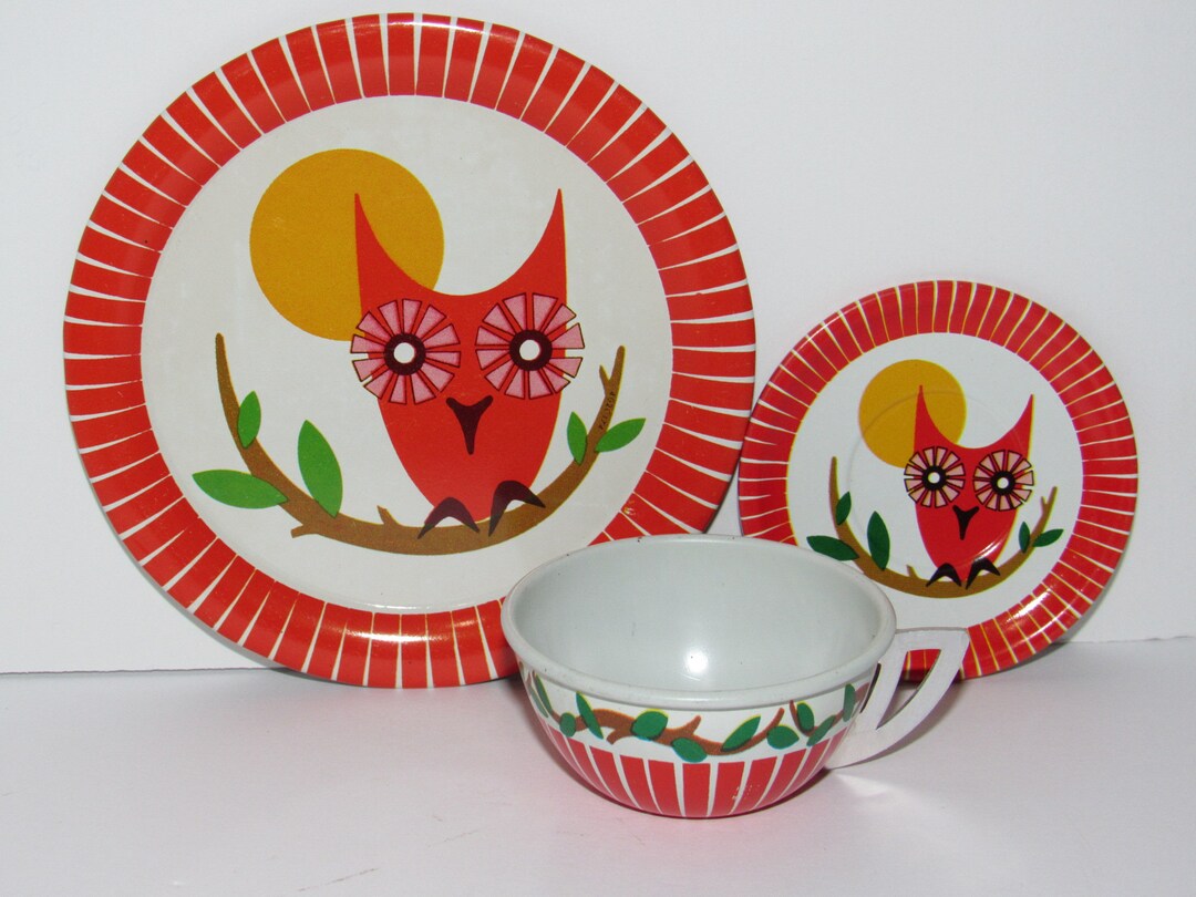 1960's Ohio Art Owls Tin Toy Tea Place Setting - Etsy
