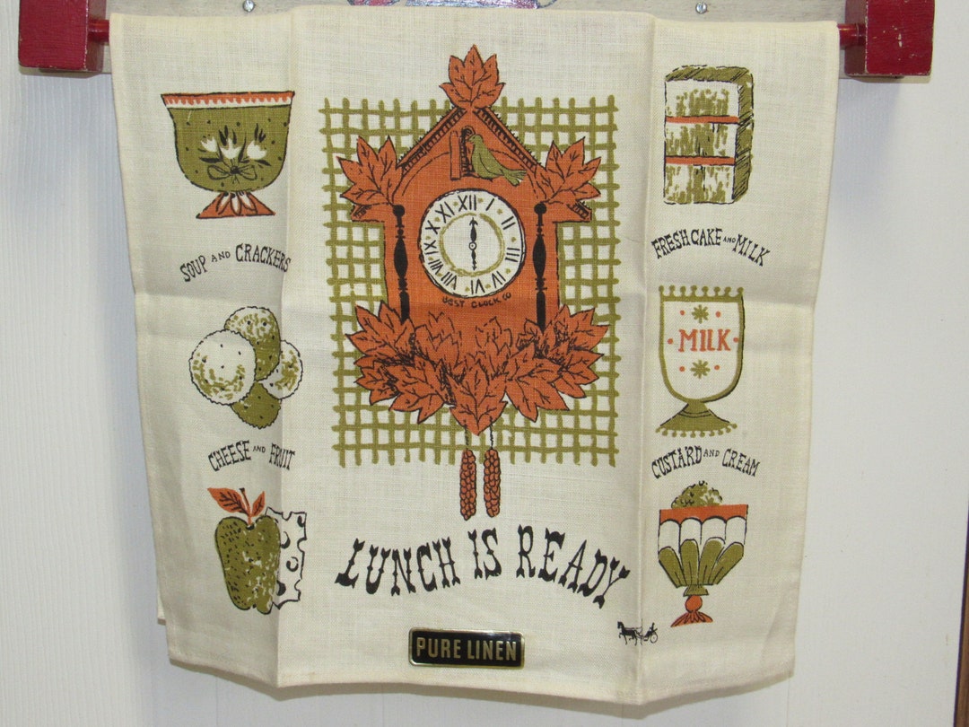 Vintage "lunch is Ready" Linen Tea Towel Cuckoo Clock - Etsy
