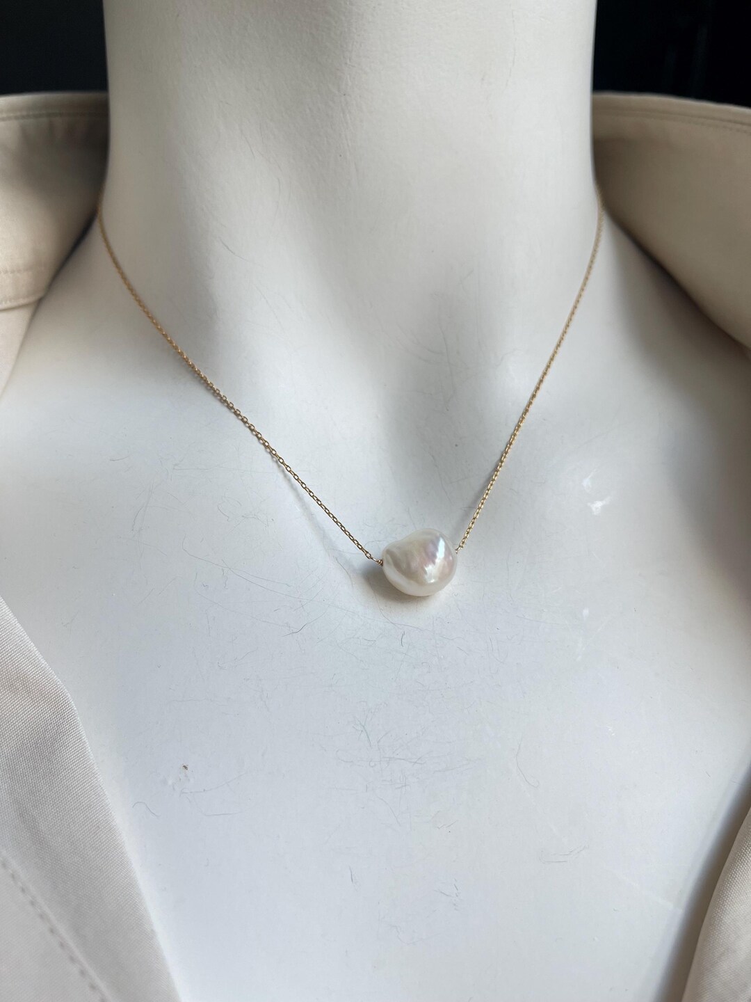Single Baroque Pearl Necklace, Fresh Water Baroque Pearl, 16 & 18”long ...