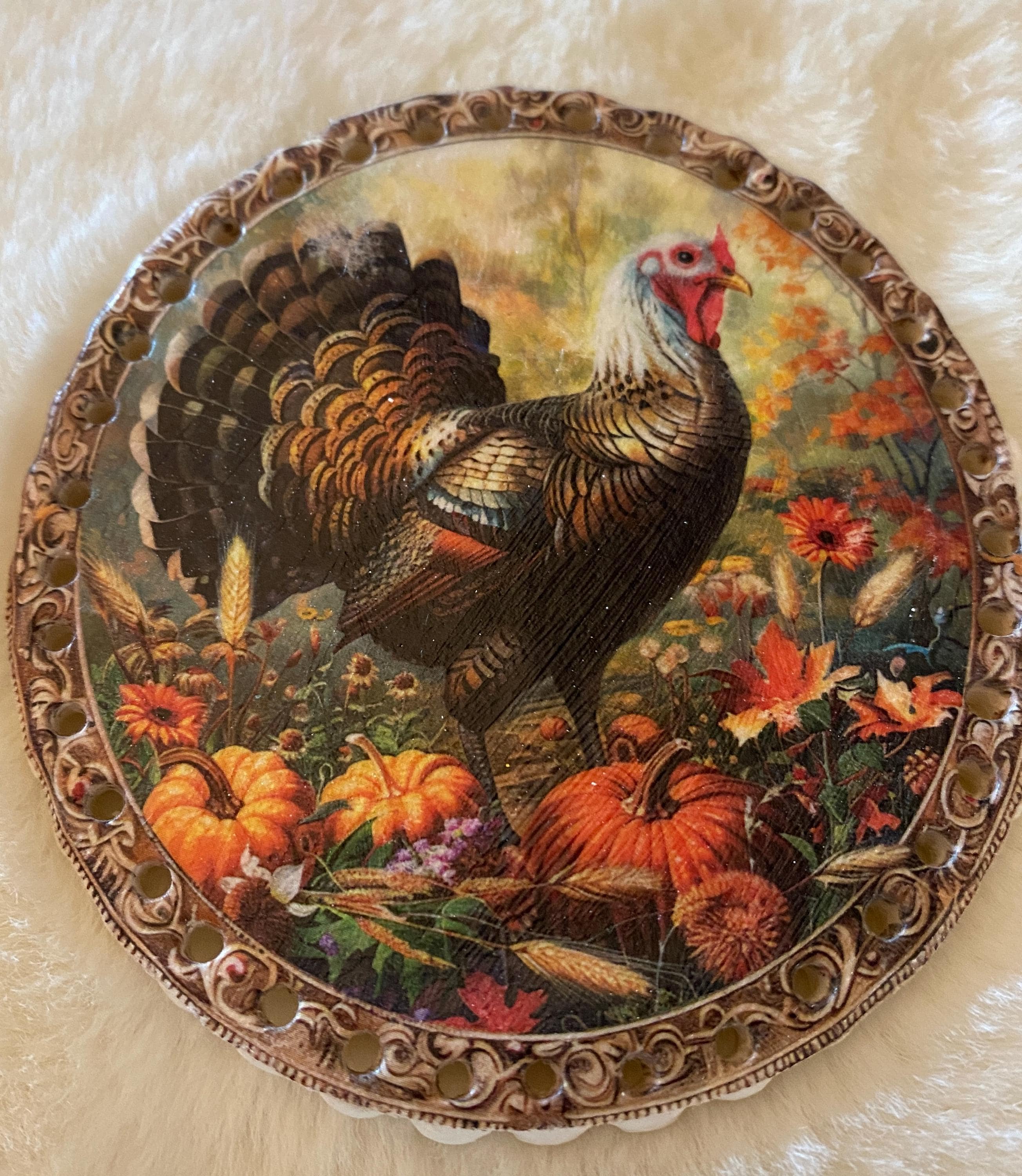 Stunning Stoneware Turkey Pine Needle Base 3.5'' #5 - Etsy