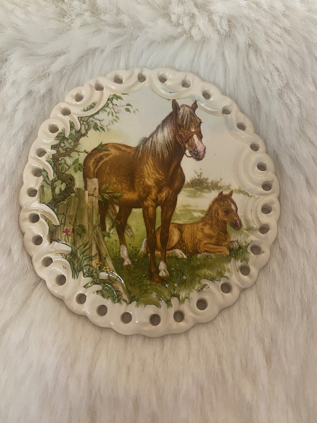 Horse Mama & Colt Pine Needle Base 3 1/4'' X 3.5'' 606 - Etsy