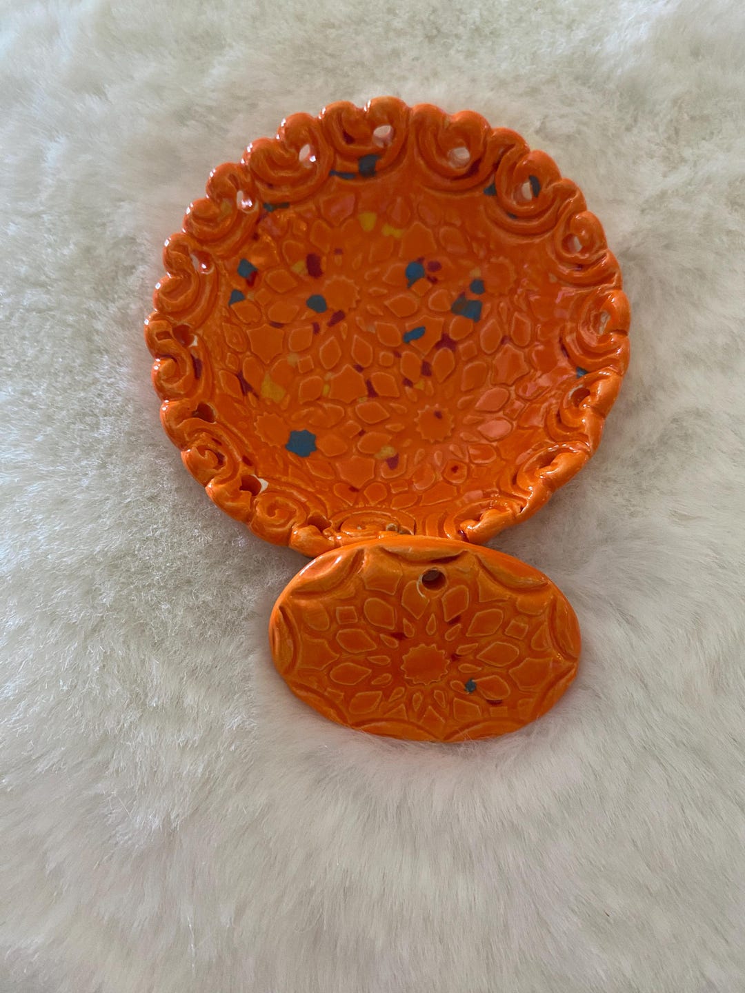 Fun Cute Little Flowers Design Pine Needle Bowl 2 3/4'' # 80 With ...