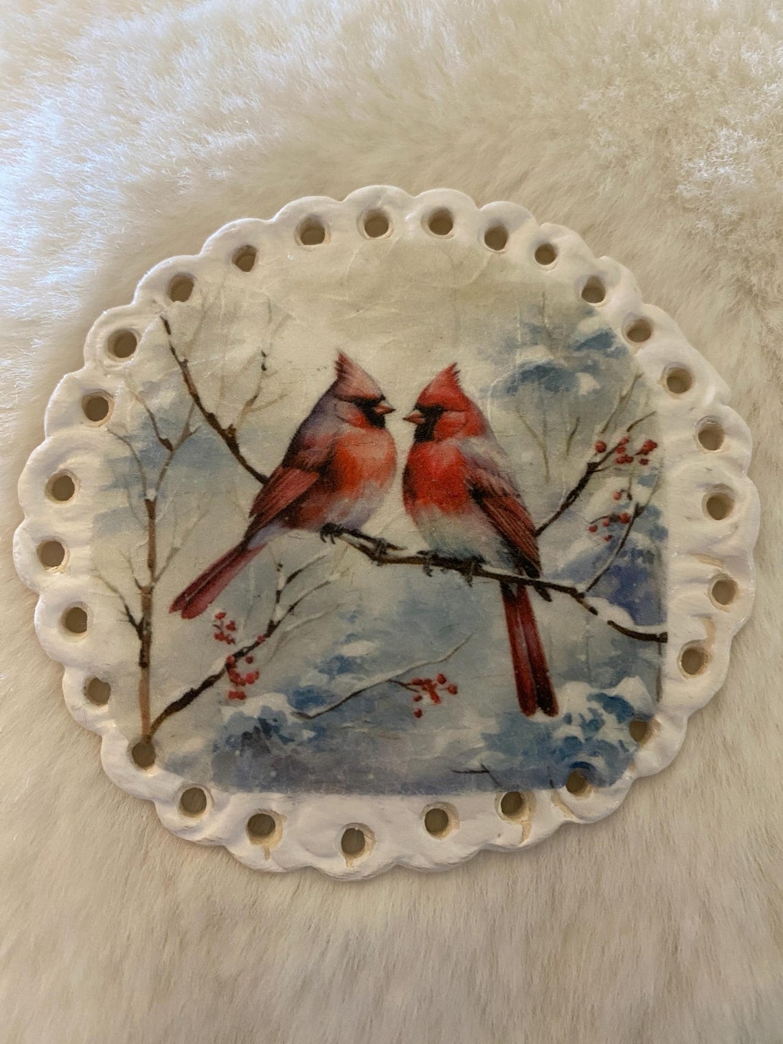 Stoneware Cardinal Birds Pine Needle Base 3 1/4'' X 3'' #19 - Etsy