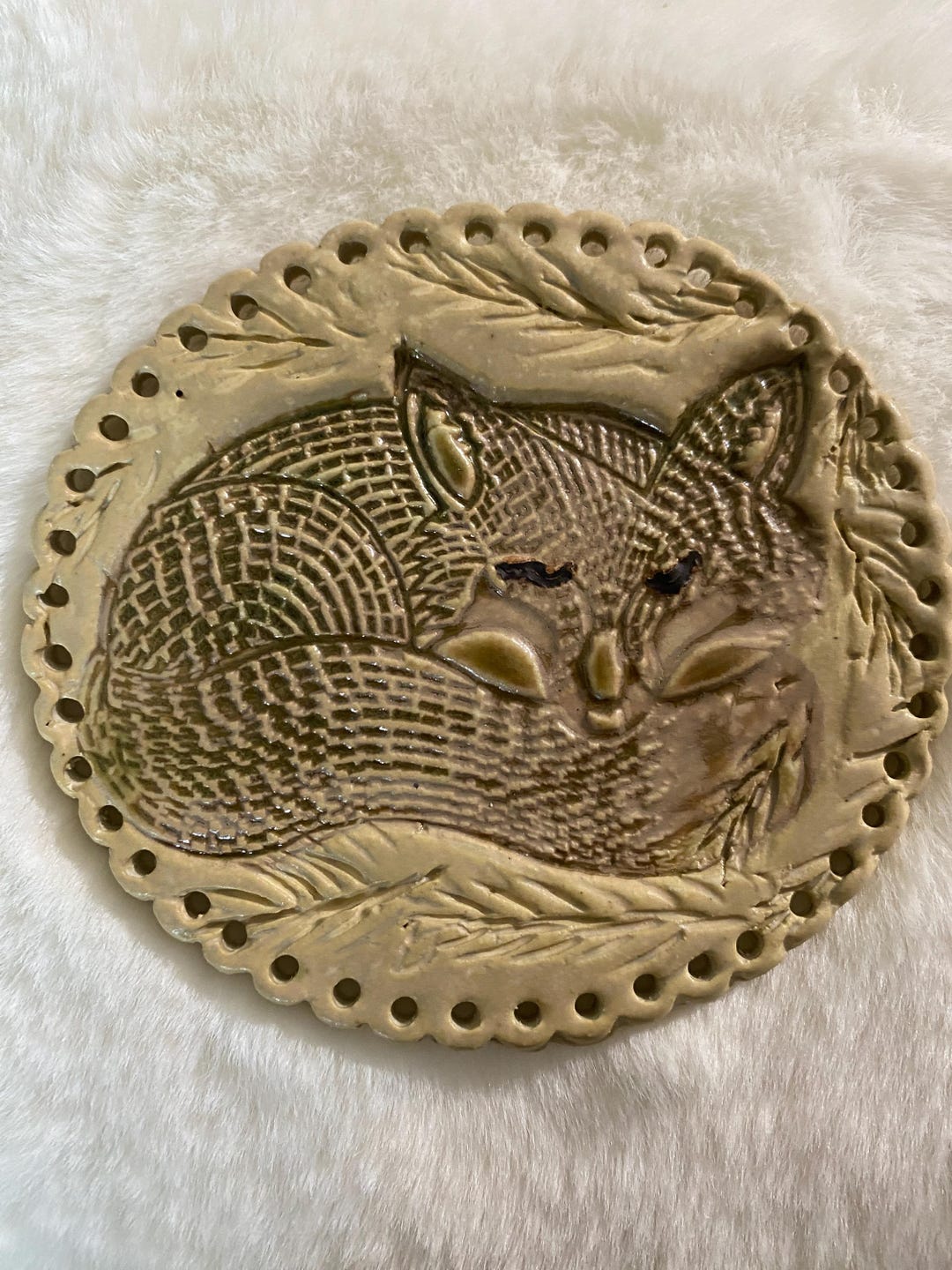 Stoneware Adorable Fox Pine Needle Base 4 1/4'' X 3 3/4'' #444 - Etsy