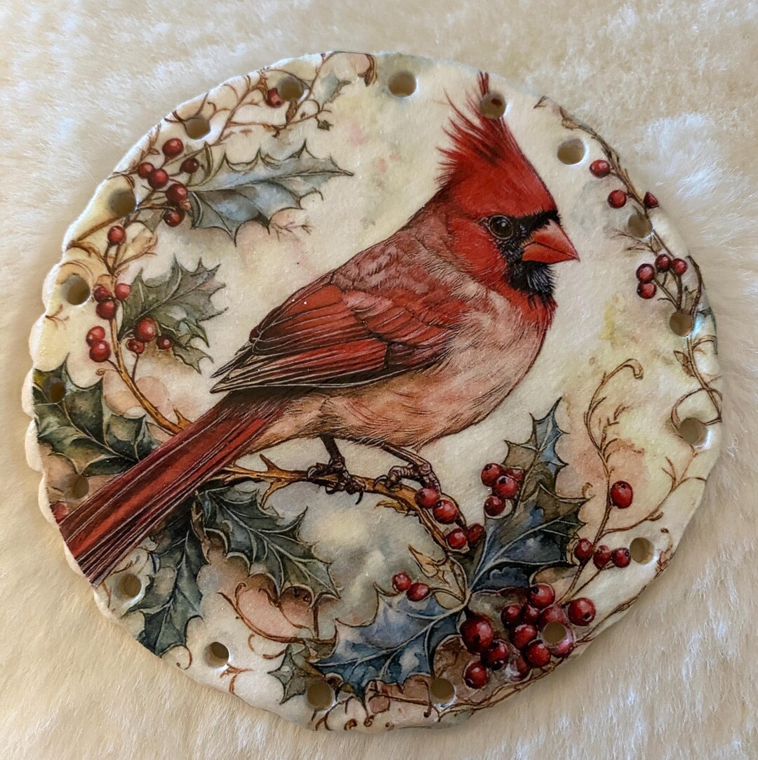 Stoneware Cardinal Birds Pine Needle Base 3 3/4'' #63 - Etsy