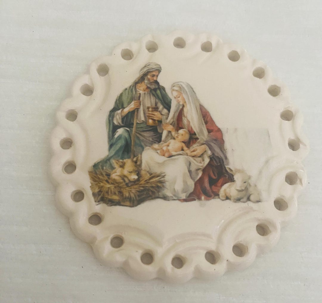Joseph Mary Baby Jesus Christmas Pine Needle Base 2.5'' #33 - Etsy