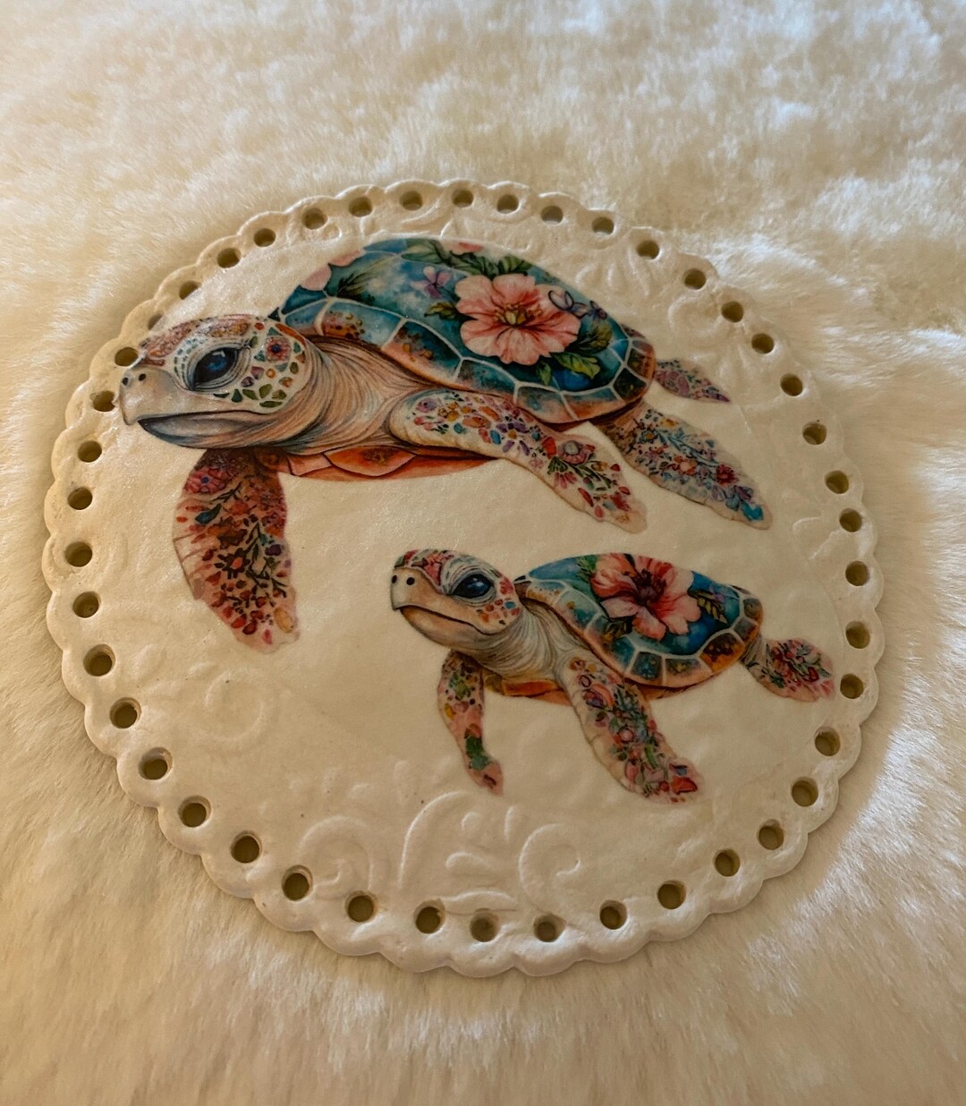 Stoneware Cutest Sea Turtle and Baby Pine Needle Base 4 1/4'' #9 - Etsy