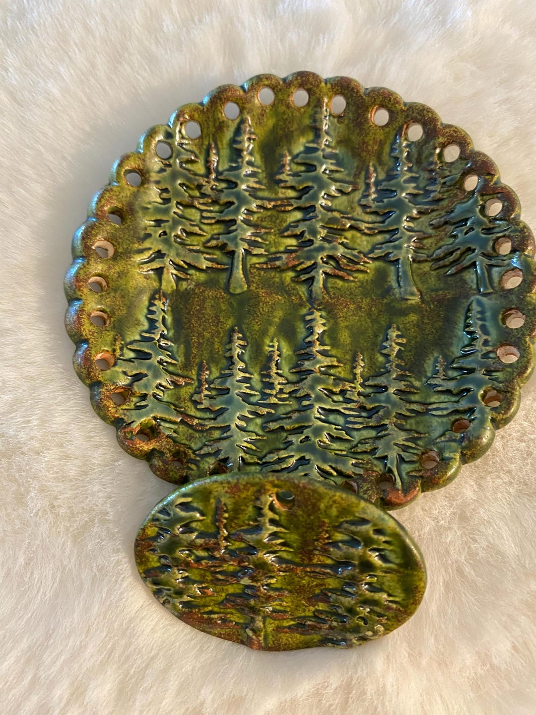 Pine Tree Pine Needle Dish 3'' With Embellishment #14 - Etsy