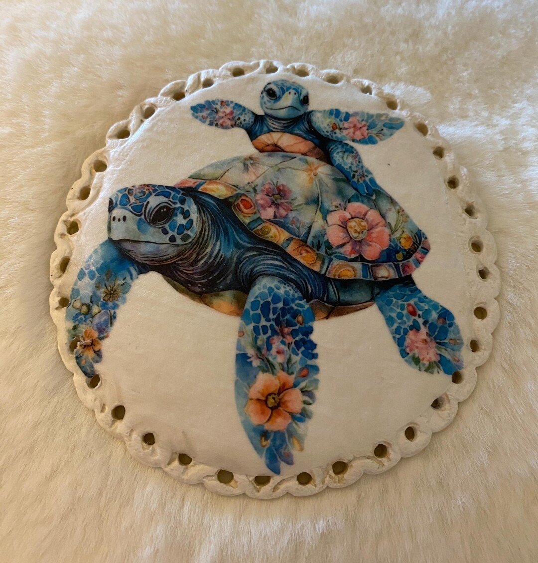 Stoneware Cutest Sea Turtle and Baby Pine Needle Base 3 3/4'' #52 - Etsy