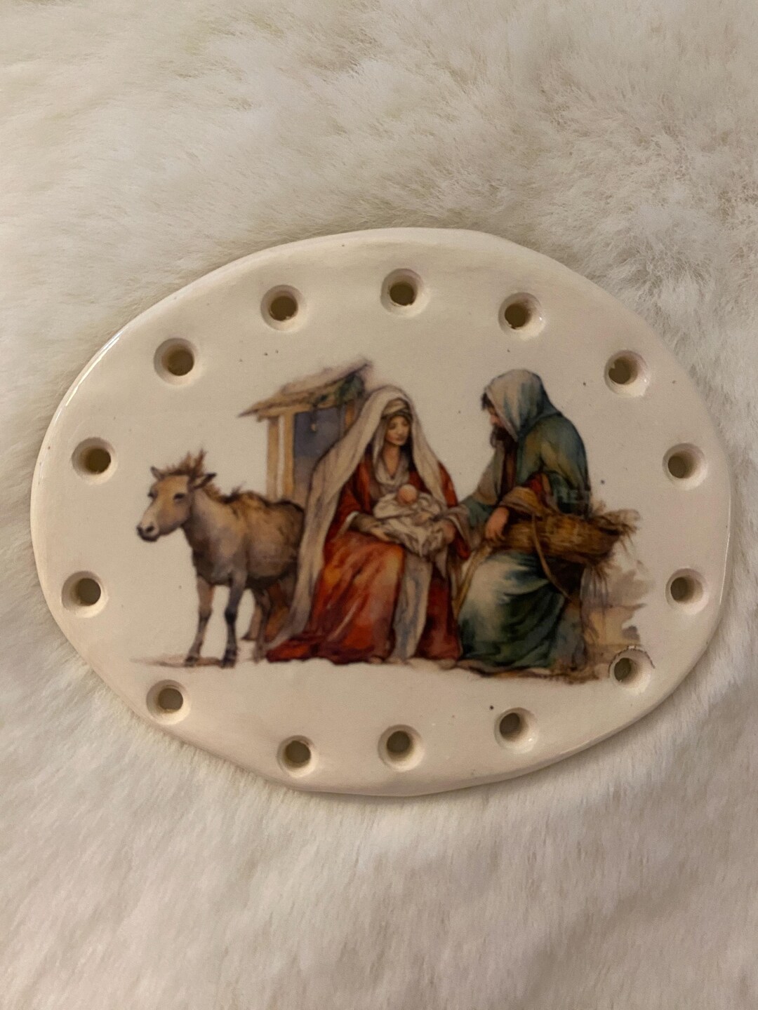 Joseph Mary Baby Jesus Christmas Pine Needle Base 3'' X 2.5'' #78 - Etsy