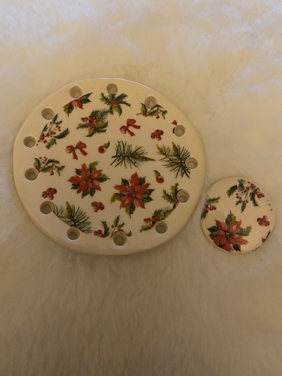 Christmas Poinsettia Pine Needle Base With Embellishment - Etsy