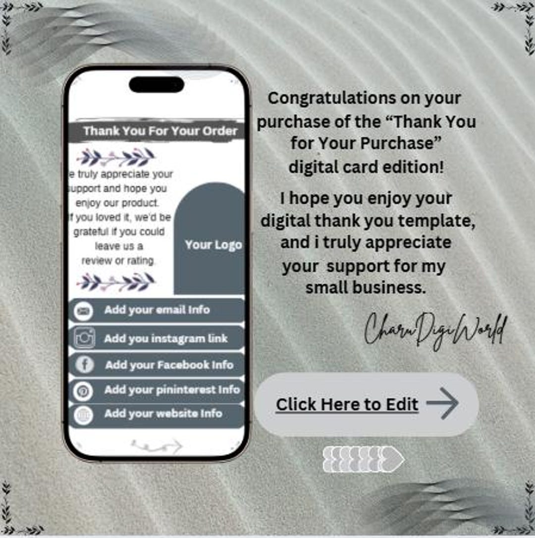 Printable Thank You Card, Customer Appreciation Card, Instant Download ...
