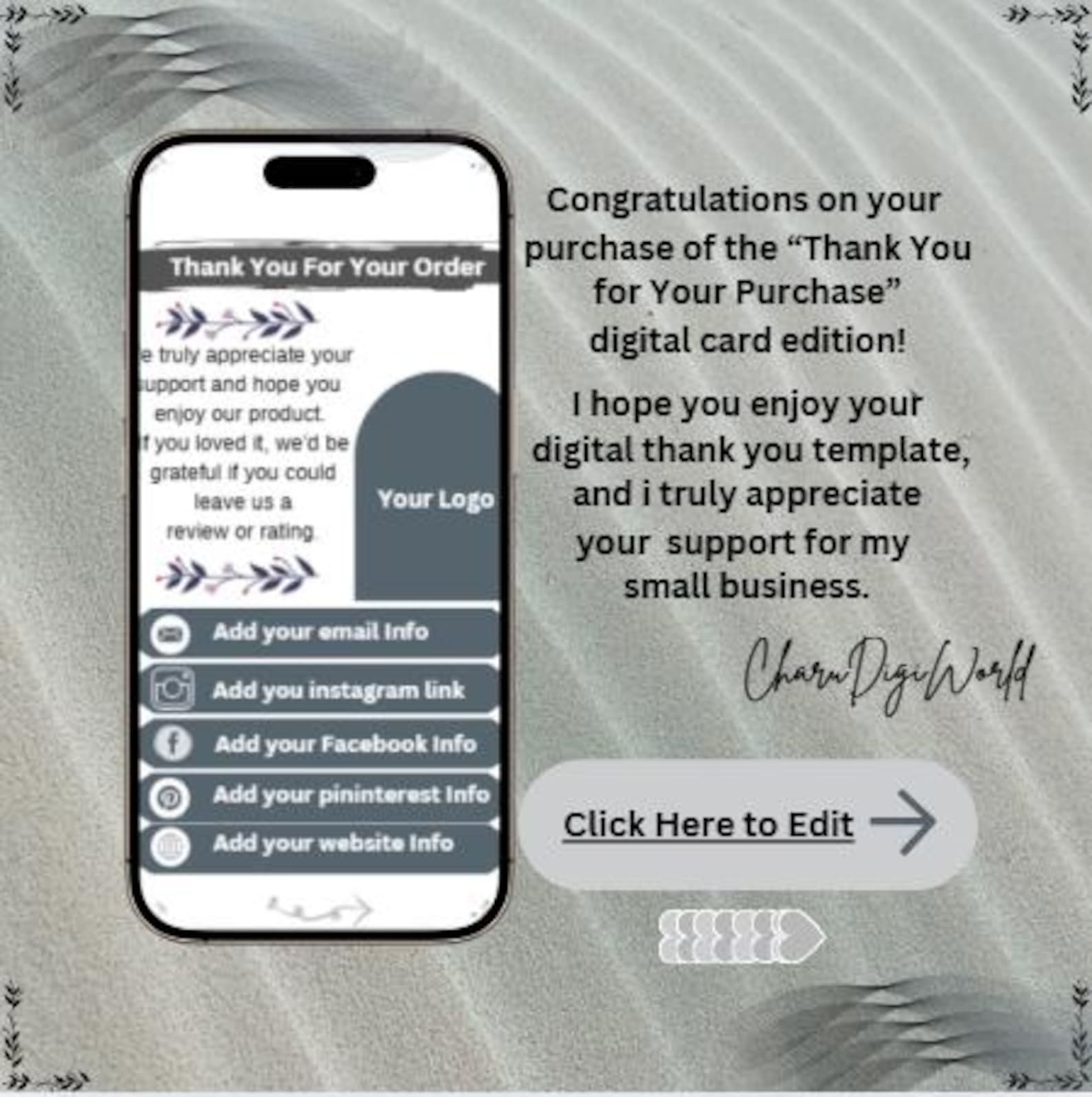 Printable Thank You Card, Customer Appreciation Card, Instant Download ...