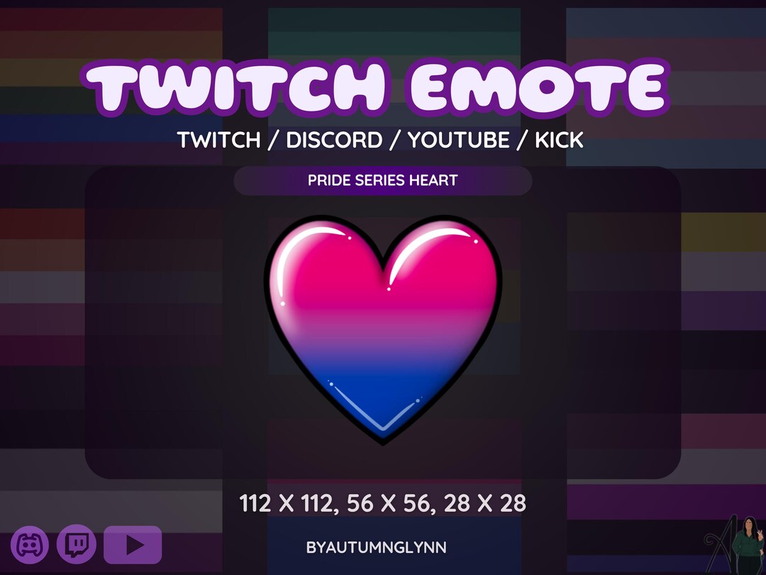 Bisexual Pride Heart Twitch Emote: Bi LGBTQIA+ Streamer (digital ...
