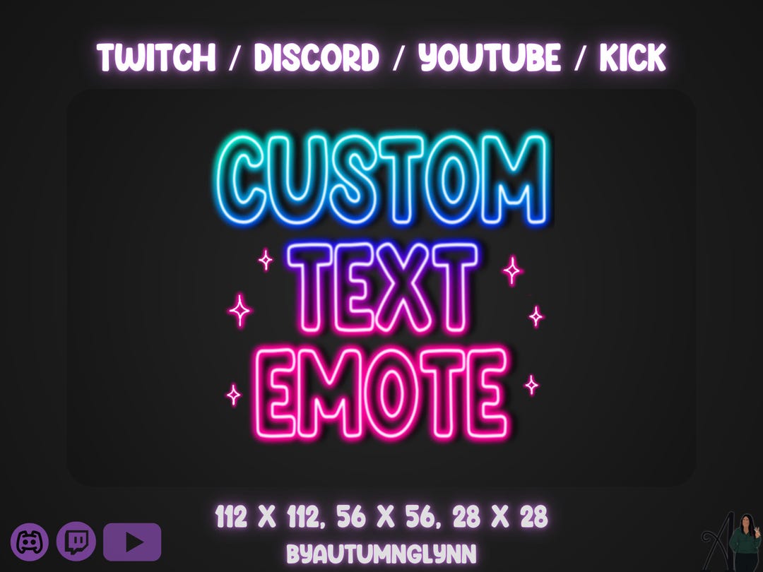 Custom Neon Word Emote: Twitch, Discord, Vtuber Personalized Text - Etsy