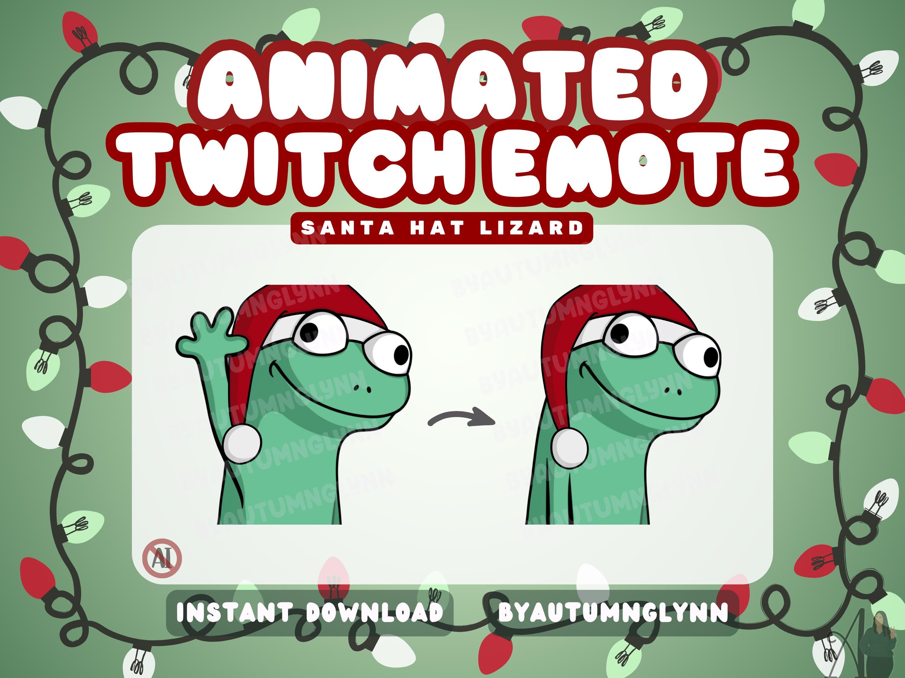 Animated Christmas Lizard Twitch Emote | Santa Hat Holiday Meme ...