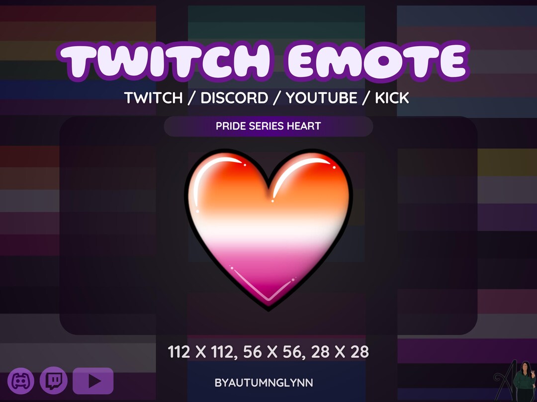 Cute Twitch Emote - Lesbian Pride Heart Emote | WLW | LGBTQIA+ ...