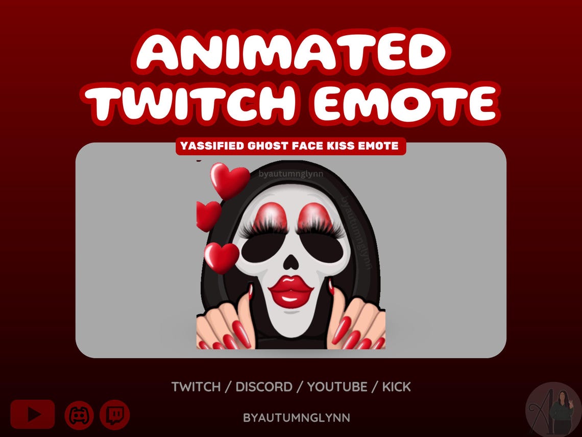 Animated Yassified Ghost Face Kiss Emote – Cute Horror Twitch & Discord ...