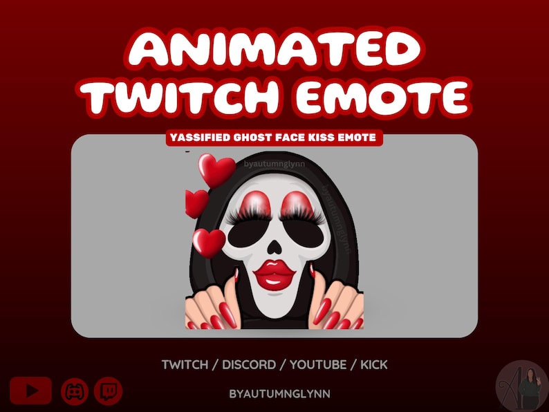 Animated Yassified Ghost Face Kiss Emote – Cute Horror Twitch & Discord ...