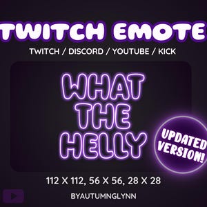 Funny Twitch Emote - What the Helly Text Emote | Neon Purple | Funny ...