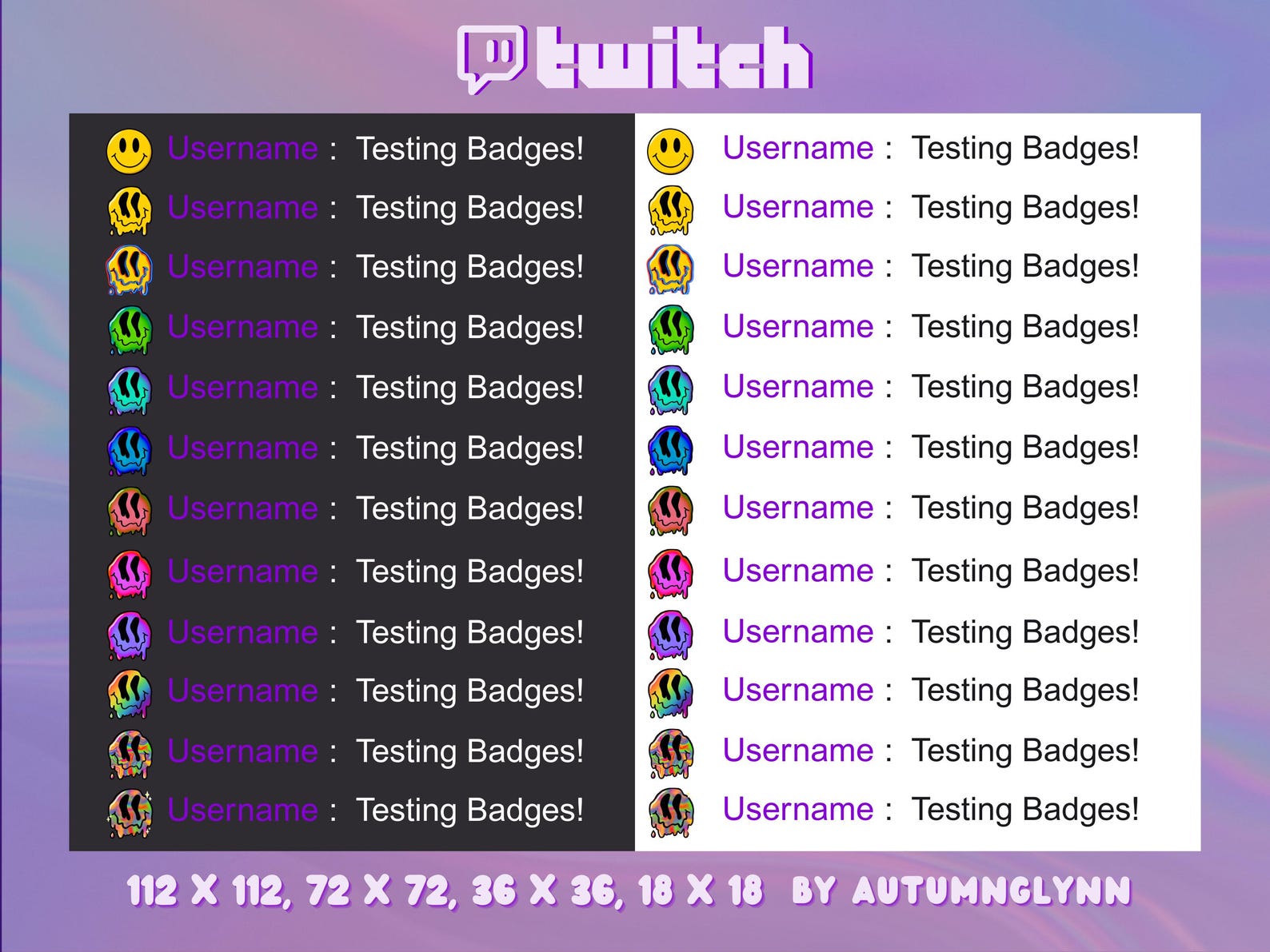 Trippy Smiley Face Twitch Sub Badges – Psychedelic Stream Badge Set ...